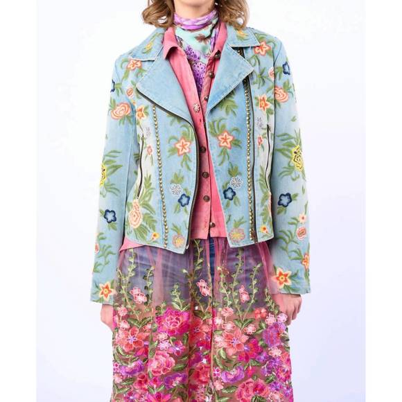 Aratta | Jackets & Coats | New Aratta Lucinda Embroidered Denim Jacket ...